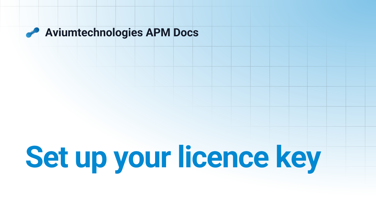 Set up your licence key | Aviumtechnologies APM Docs